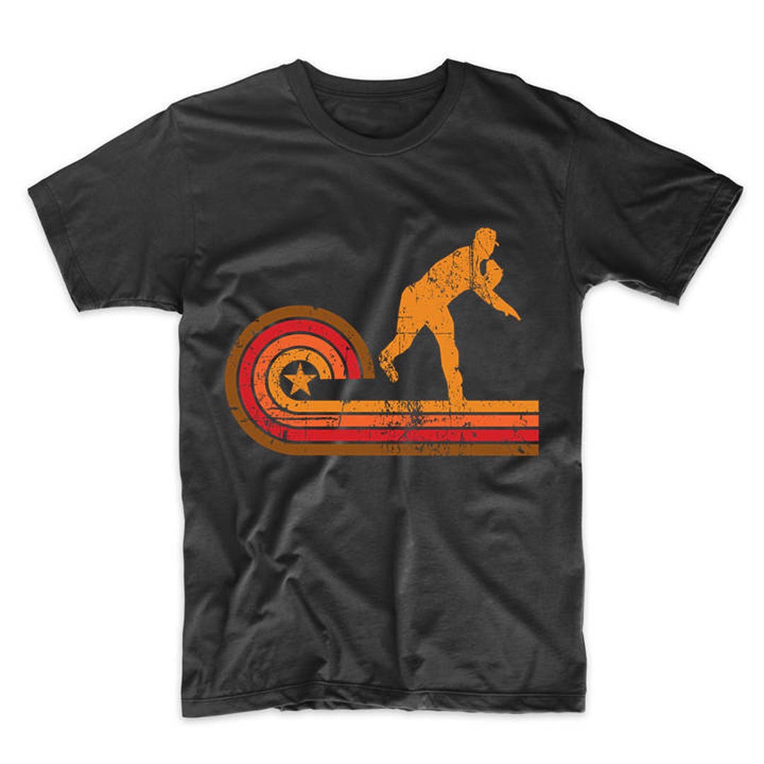 Men's Baseball Shirt - Retro Style Pitcher Silhouette Baseball T-shirt ...