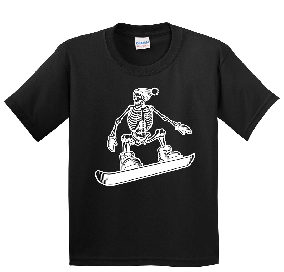 Kids Snowboarding Shirt - Skeleton Snowboarder Cool Snowboard Youth T ...