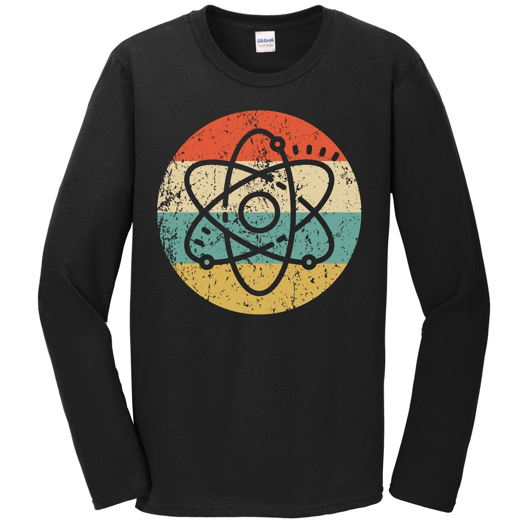 Men's Chemistry Shirt - Retro Science Long Sleeve T-shirt - Atom Icon ...