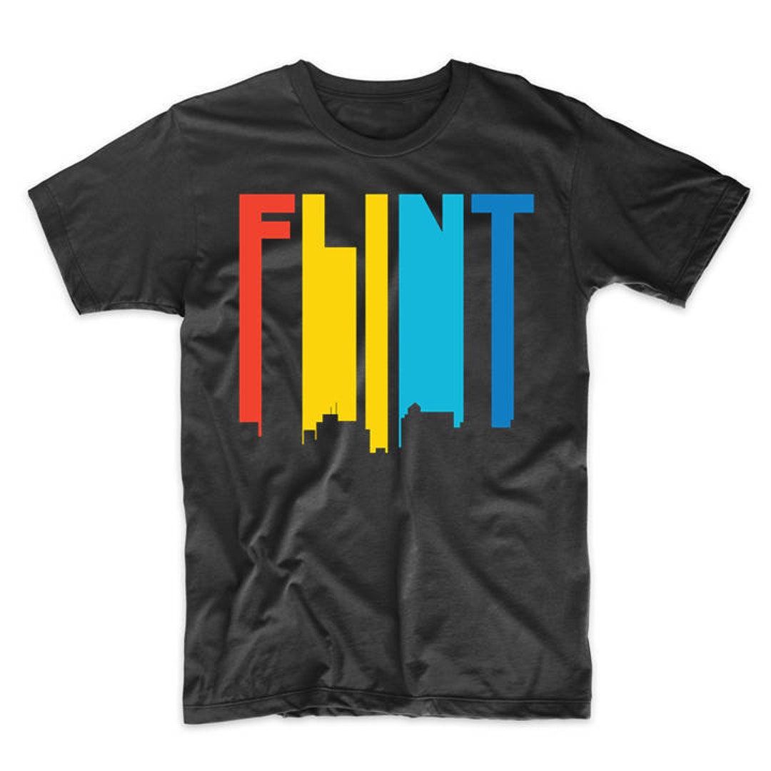 Flint Michigan Shirt Retro 1970's Style Flint Michigan Skyline T-shirt ...