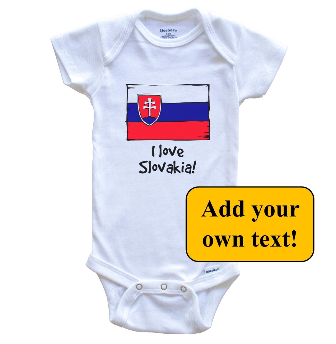 Slovakian Flag Custom Text Personalized Baby Bodysuit Slovakia Flag ...