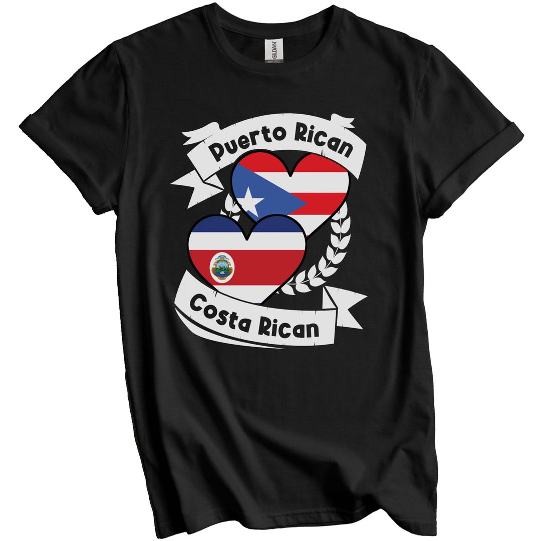Puerto Rican Costa Rican Heart Flags Puerto Rico Costa Rica T-shirt - Etsy