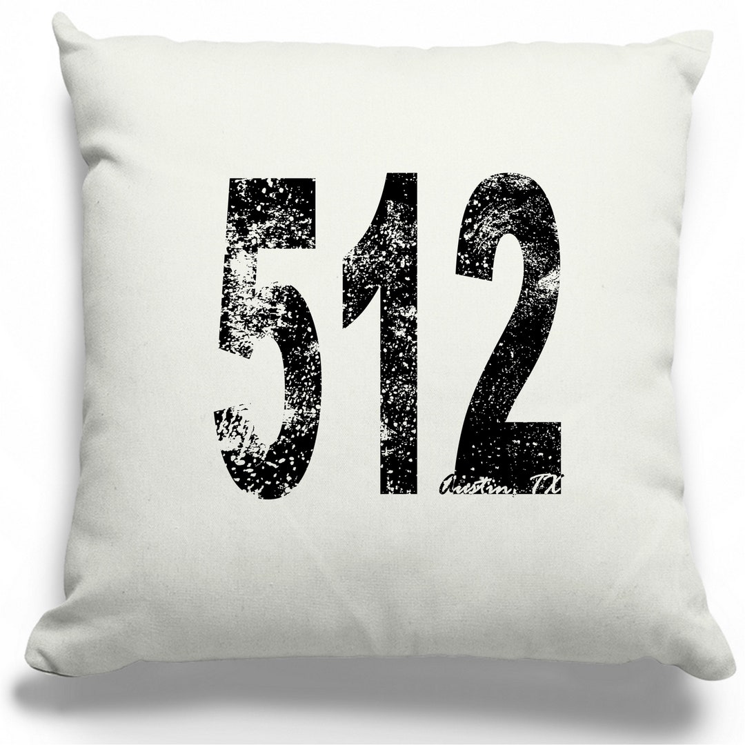 512 Austin Texas Area Code 100% Cotton Twill Fabric Throw Pillow Case ...