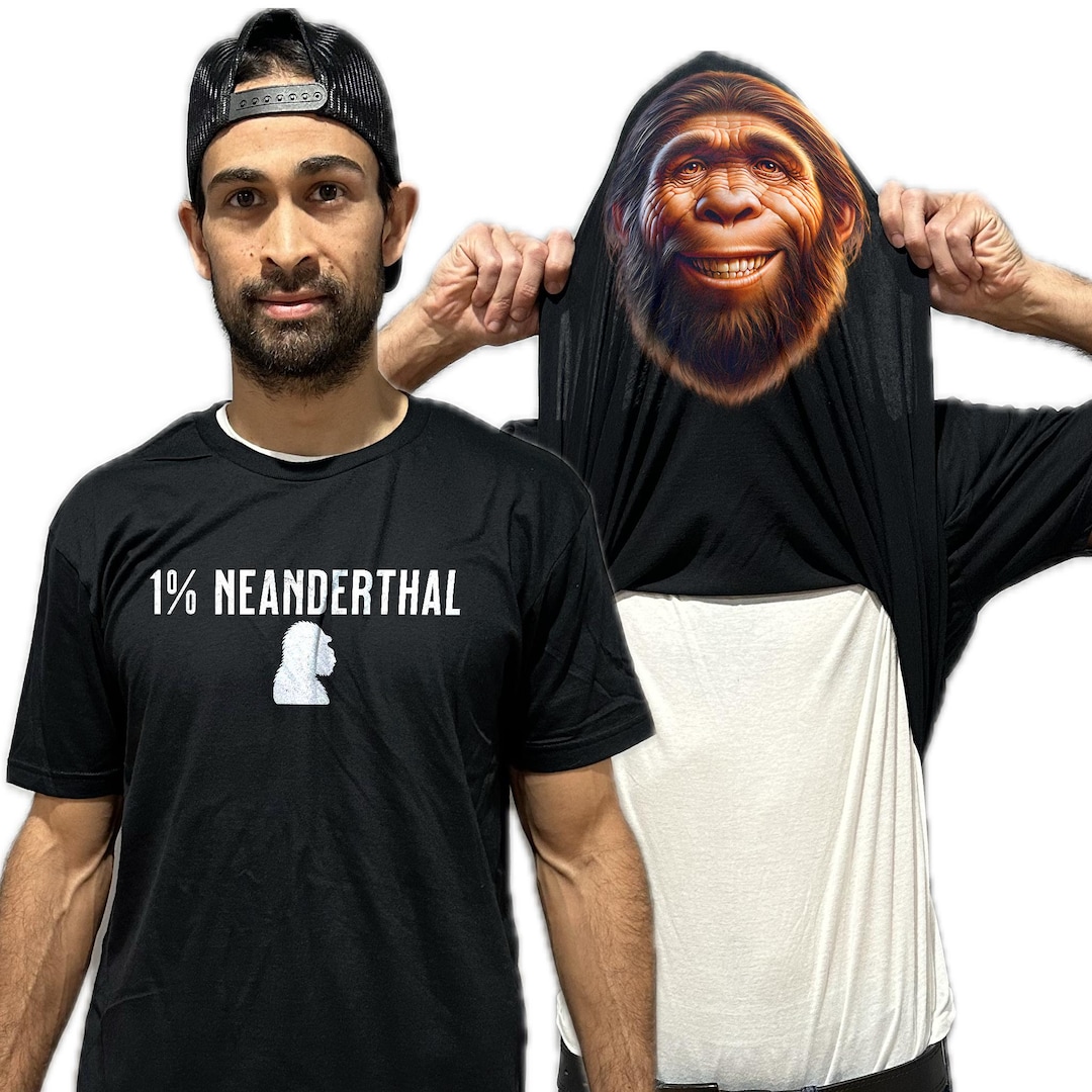 1% Neanderthal Flip Shirt - Funny Caveman Face T-shirt Flip Tee - Funny ...