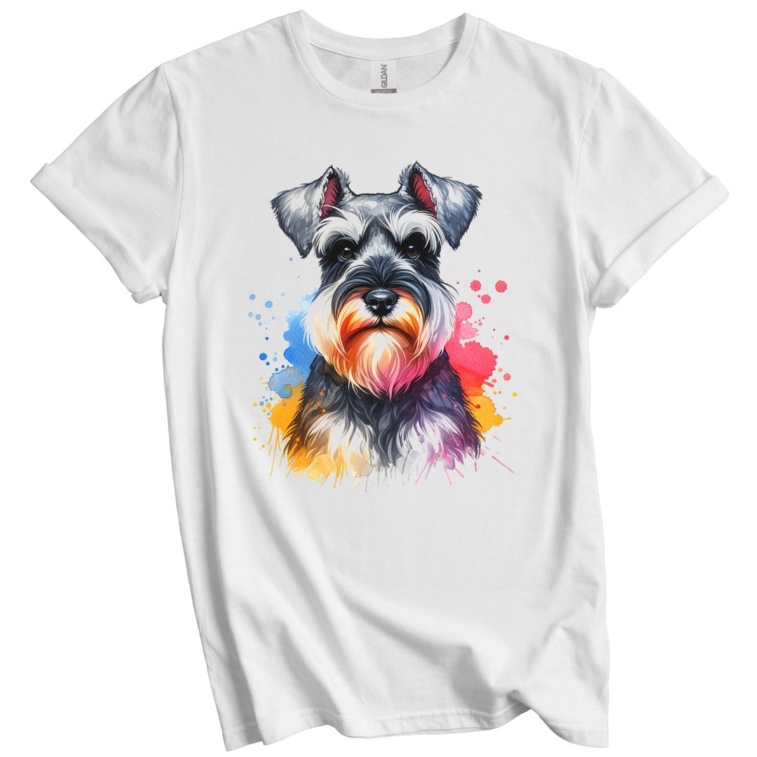 Miniature Schnauzer Shirt - Miniature Schnauzer Rainbow Watercolor ...