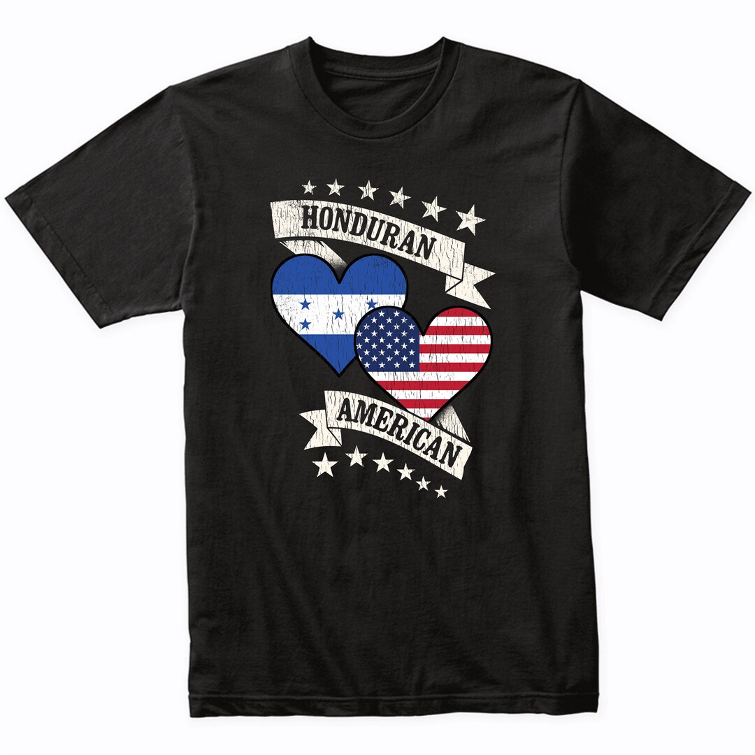 Honduran American Heart Flags Honduras USA T-shirt - Honduras Shirt ...