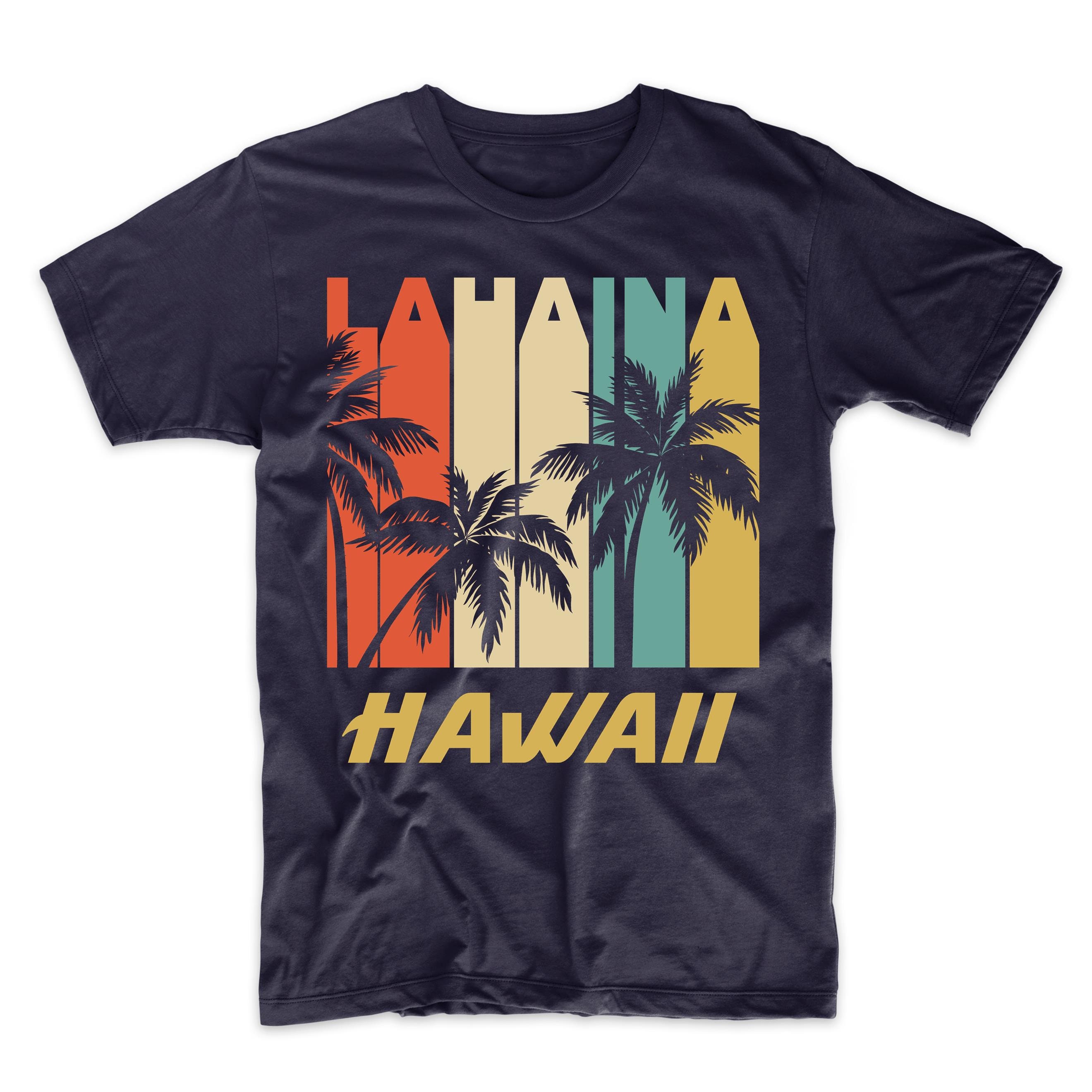 Retro Lahaina Hawaii Palm Trees Vacation T-shirt - Men's Lahaina Shirt ...