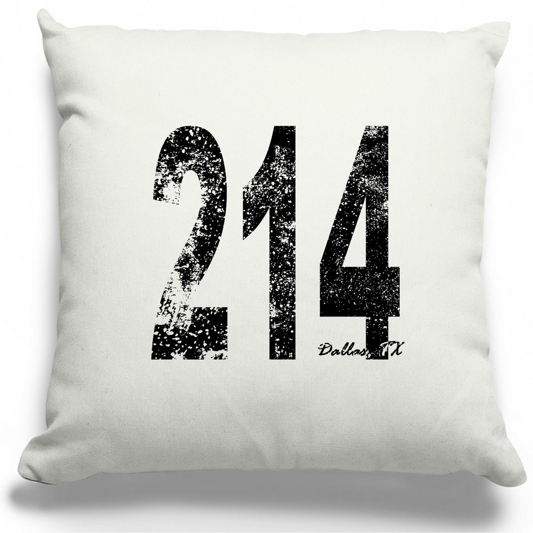 214 Dallas Texas Area Code 100% Cotton Twill Fabric Throw Pillow Case ...