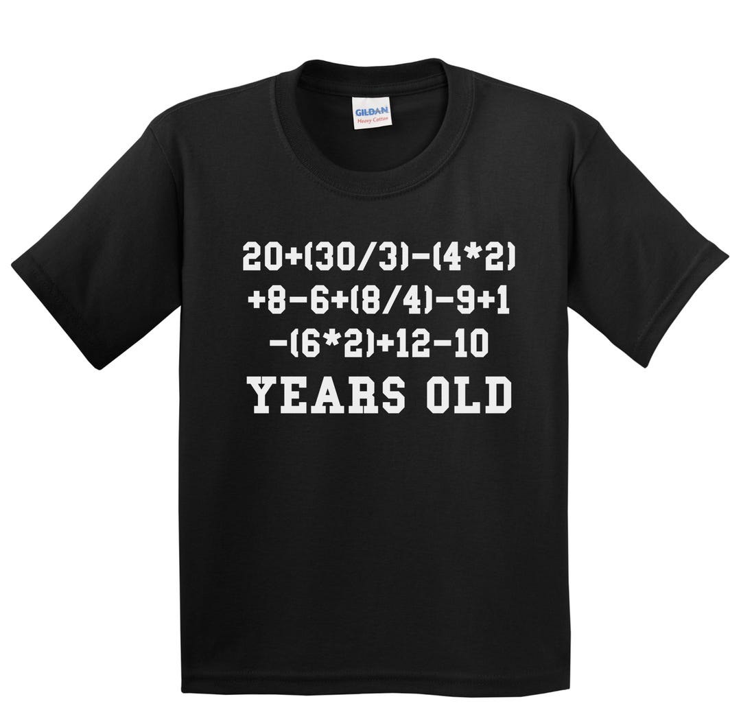 8 Years Old Algebra Math Equation Shirt - Funny 8th Birthday Youth T ...