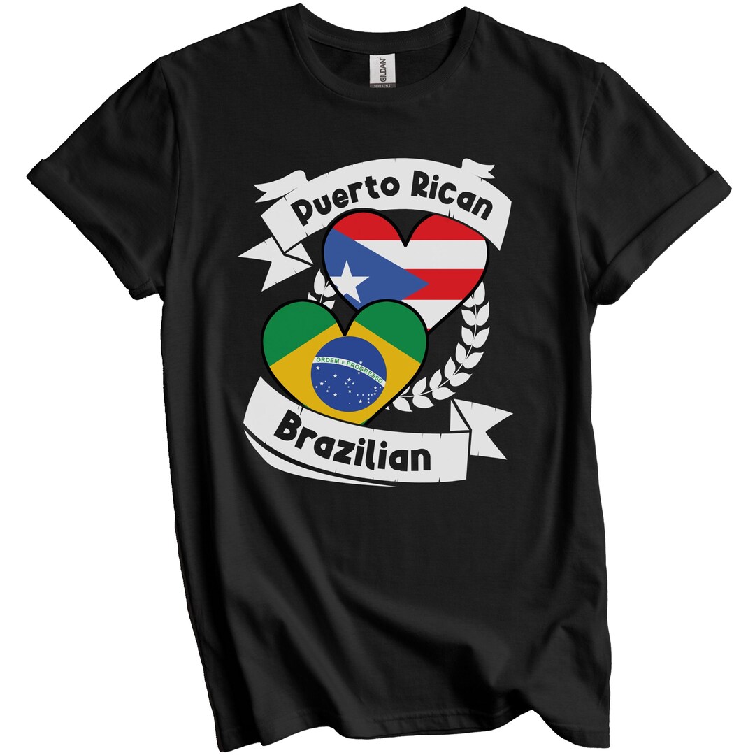 Puerto Rican Brazilian Heart Flags Puerto Rico Brazil T-shirt - Etsy