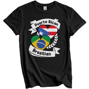 Puerto Rican Brazilian Heart Flags Puerto Rico Brazil T-shirt - Etsy