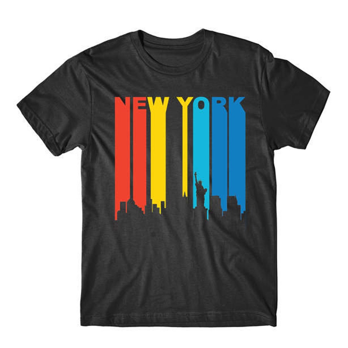 New York City Shirt - Retro 1970's Style New York City Cityscape Statue ...
