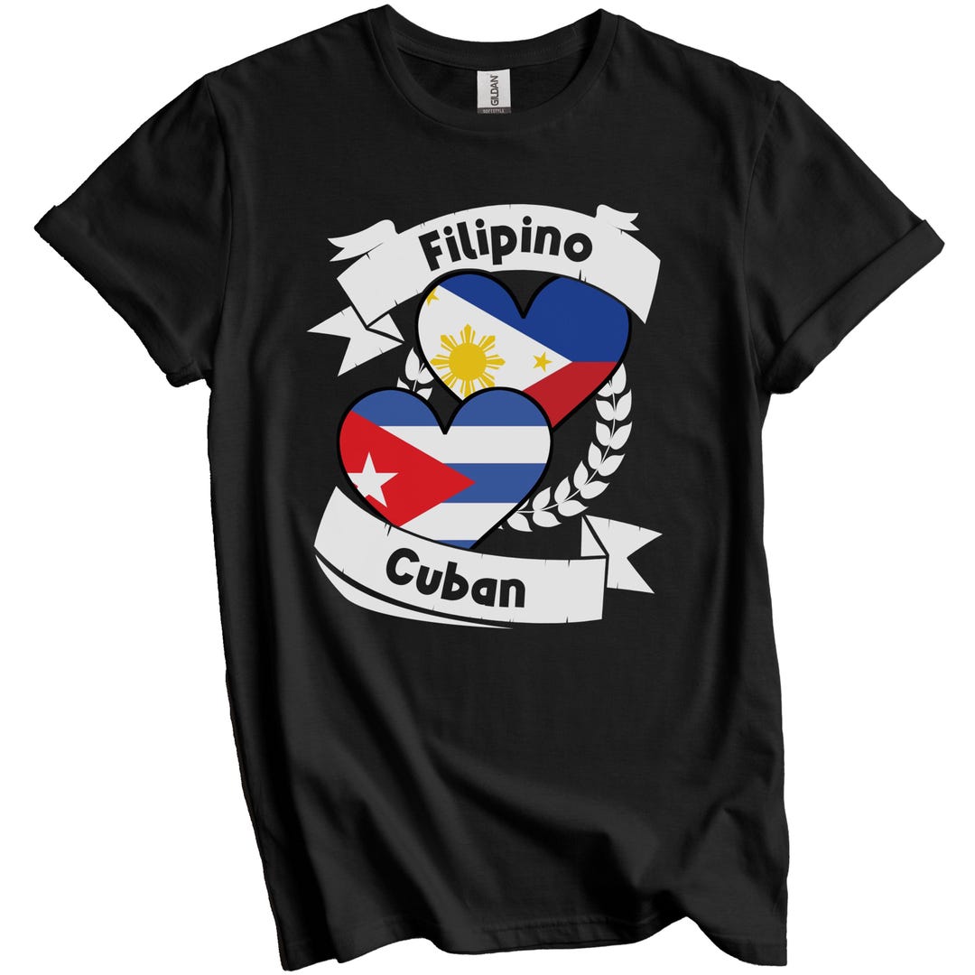 Filipino Cuban Heart Flags Philippines Cuba T-shirt - Etsy