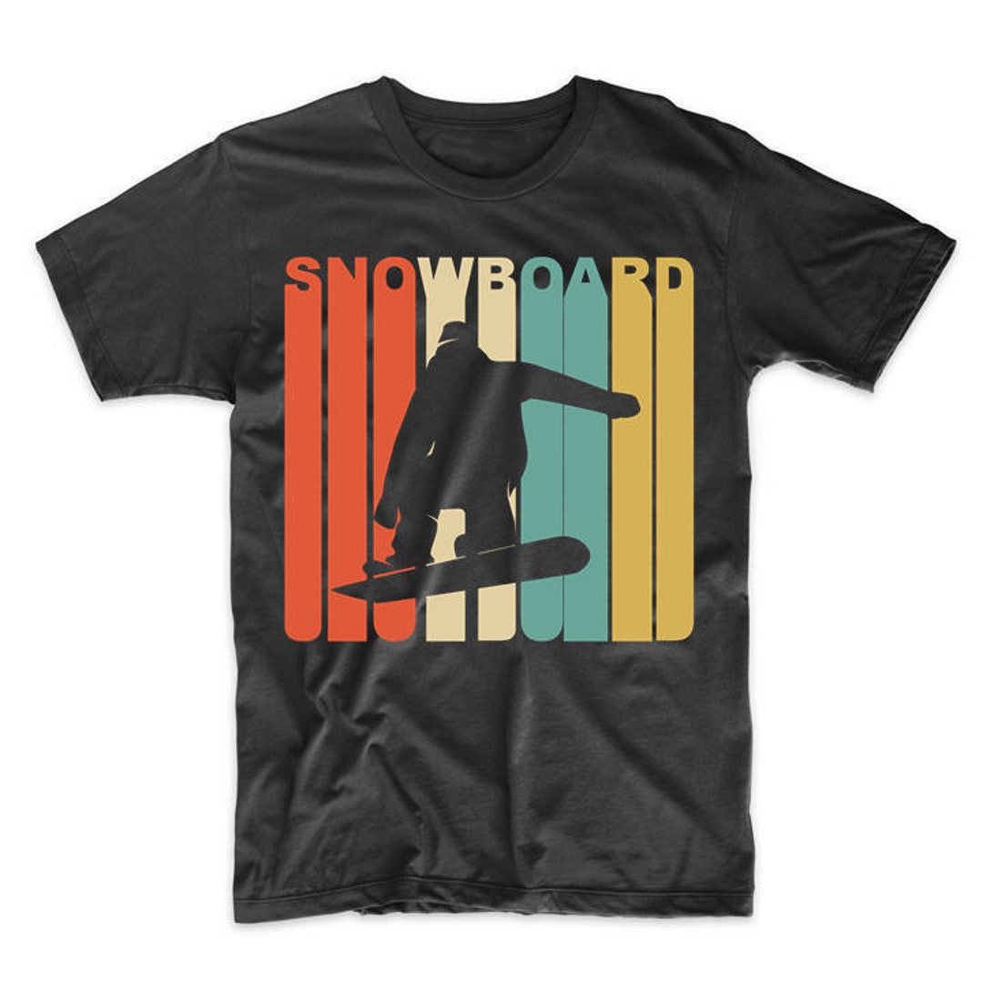 Men's Snowboarding Shirt - Retro 1970's Style Snowboarder Silhouette ...