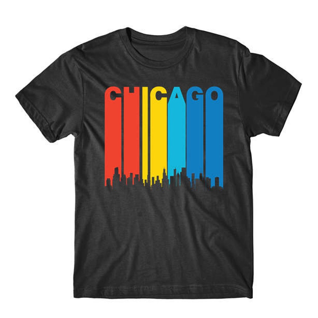 Mens Chicago Shirt - Retro 1970's Style Chicago Illinois Cityscape ...