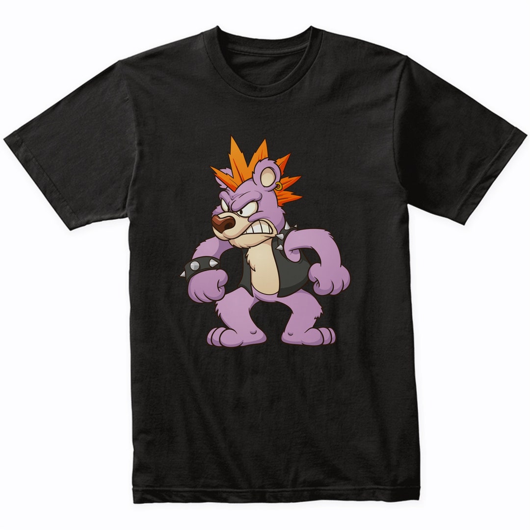 Angry Punk Rock Teddy Bear Mohawk Bear T-shirt - Punk Rocker Shirt for ...