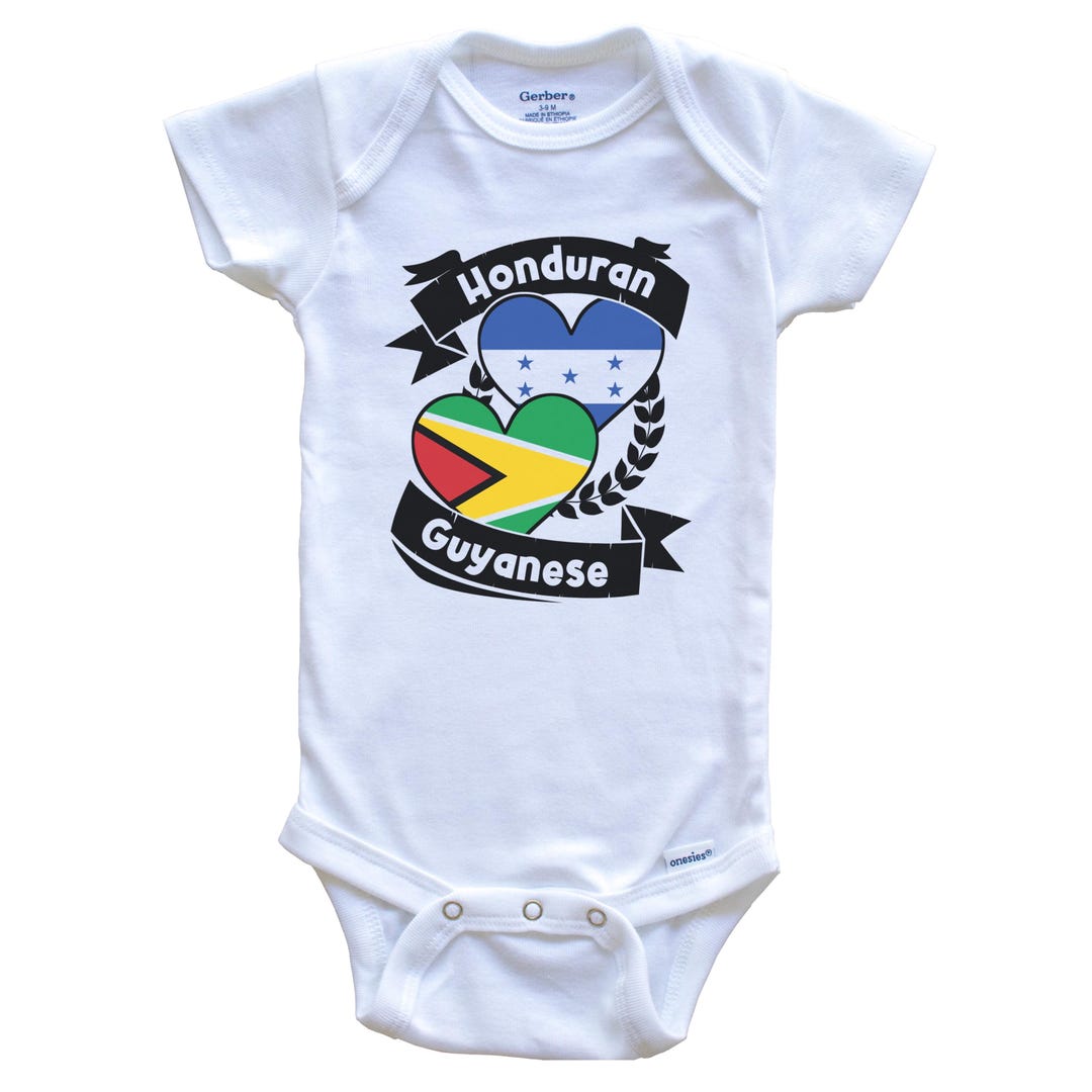 Honduran Guyanese Heart Flags Honduras Guyana Baby Bodysuit Cute One ...