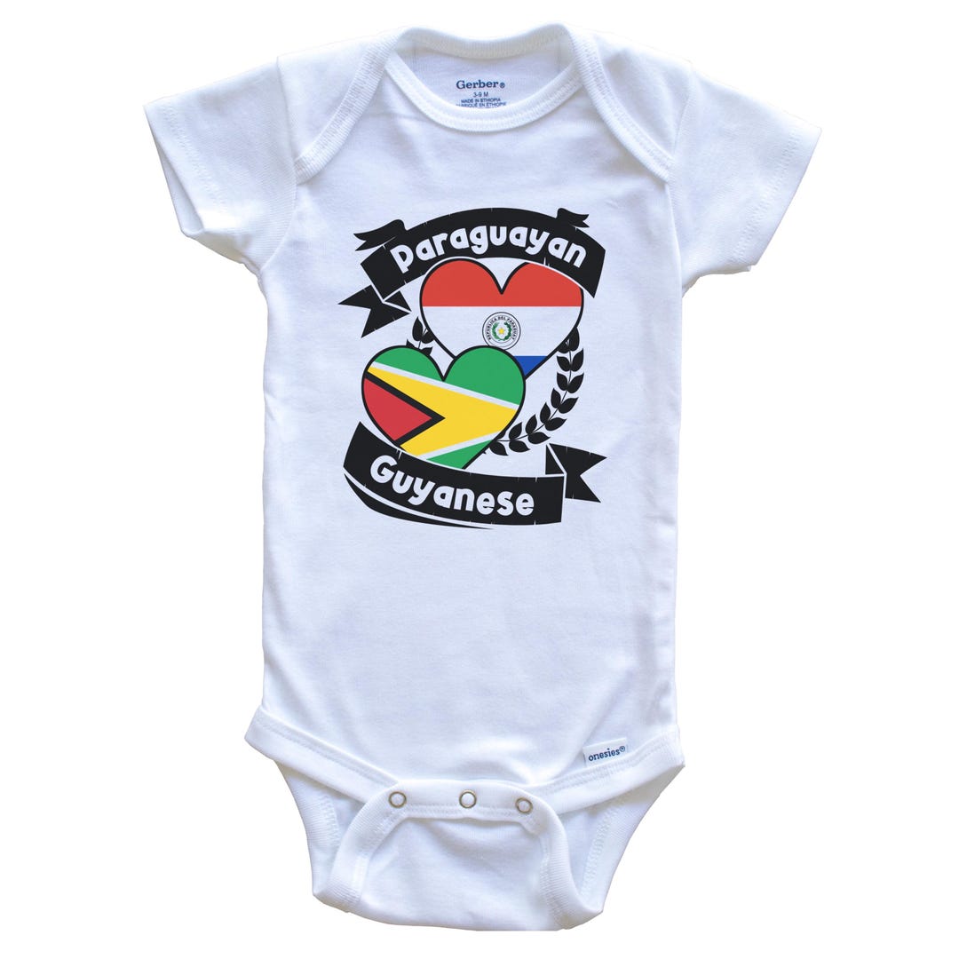 Paraguayan Guyanese Heart Flags Paraguay Guyana Baby Bodysuit Cute One ...