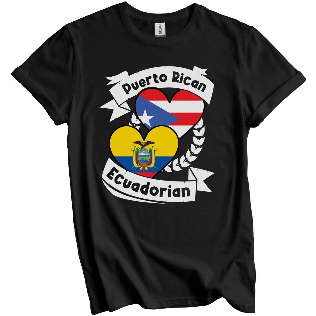 Puerto Rican Ecuadorian Heart Flags Puerto Rico Ecuador T-shirt - Etsy