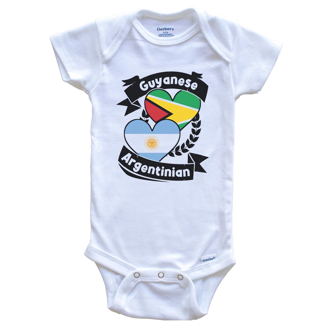 Guyanese Argentinian Heart Flags Guyana Argentina Baby Bodysuit Cute ...