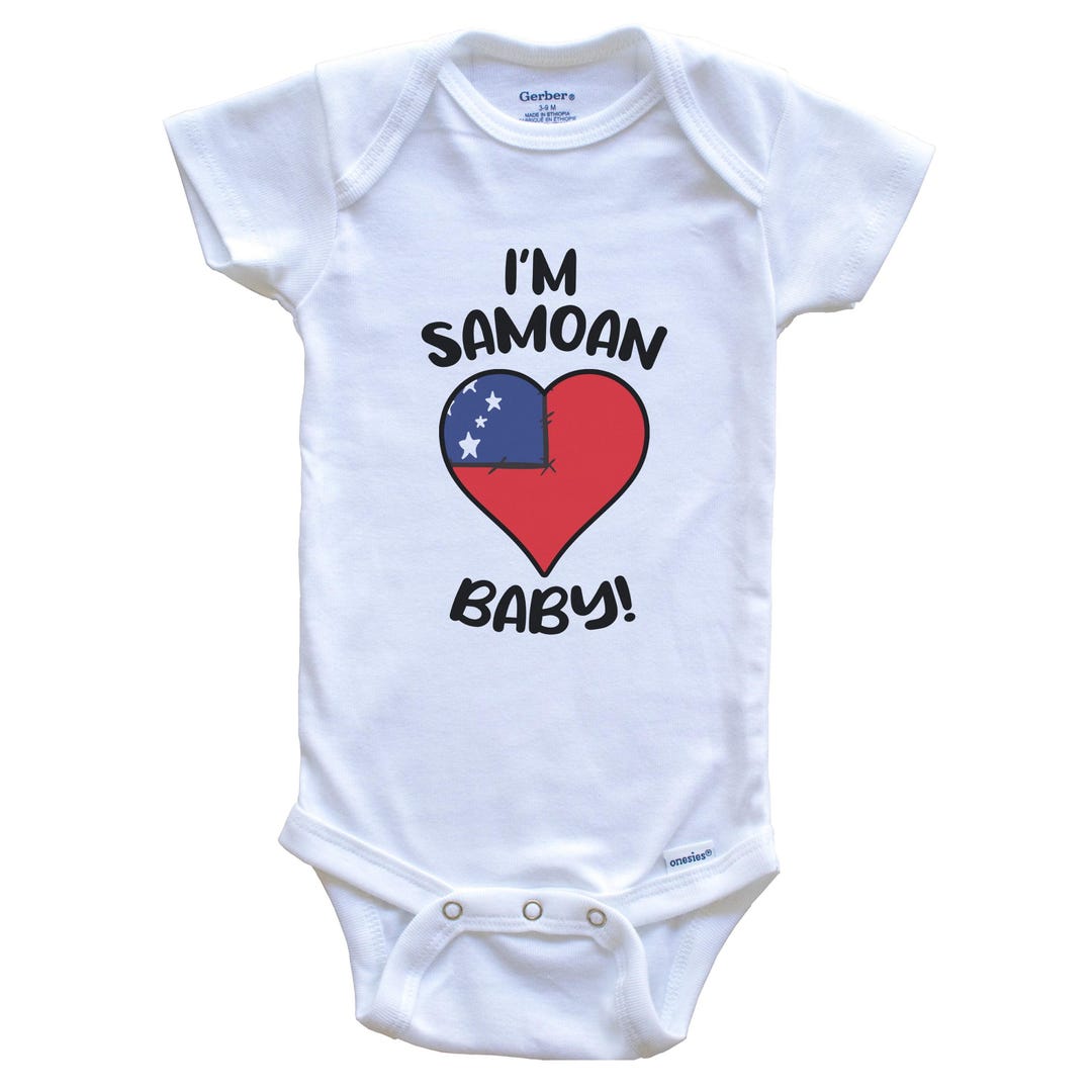 I'm Samoan Baby! Funny Samoa Flag Heart One Piece Baby Bodysuit - Short ...