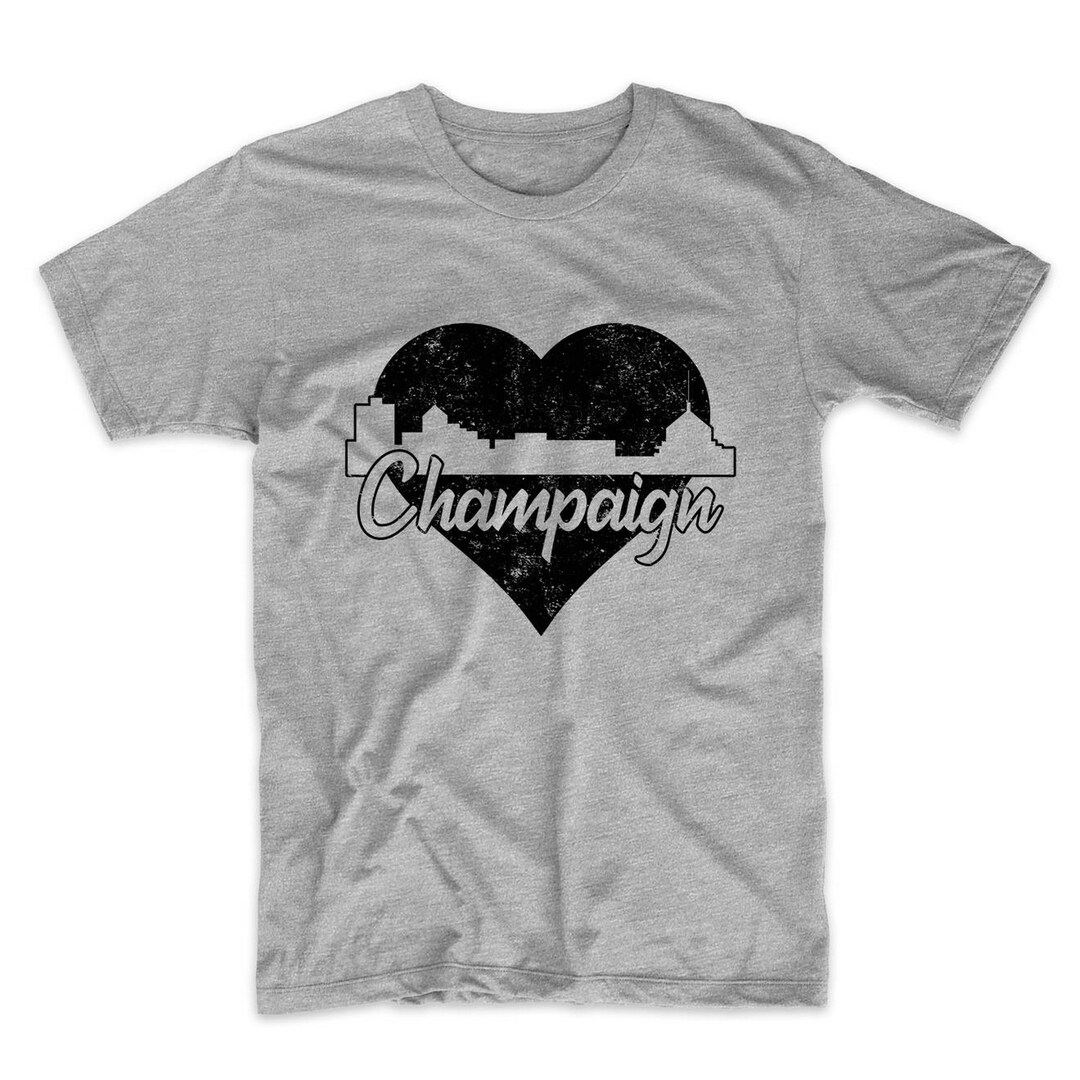 Men's Champaign Shirt - Retro Champaign Illinois Skyline Heart ...