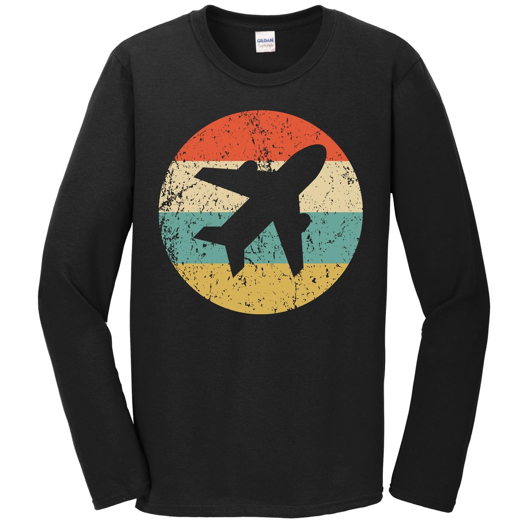 Pilot Shirt - Vintage Retro Airplane Long Sleeve T-shirt - Air Plane ...