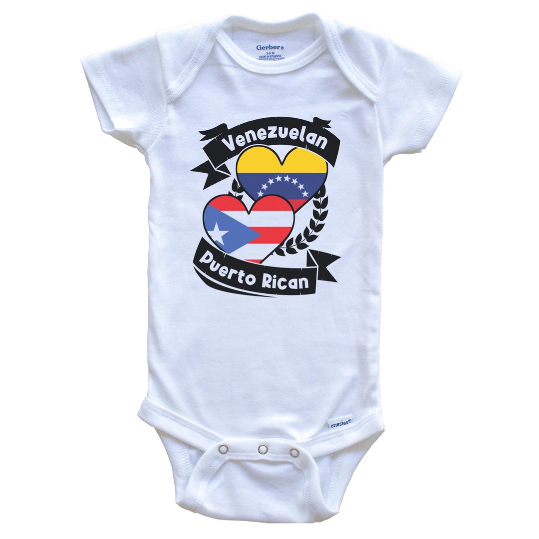 Venezuelan Puerto Rican Heart Flags Venezuela Puerto Rico Baby Bodysuit ...