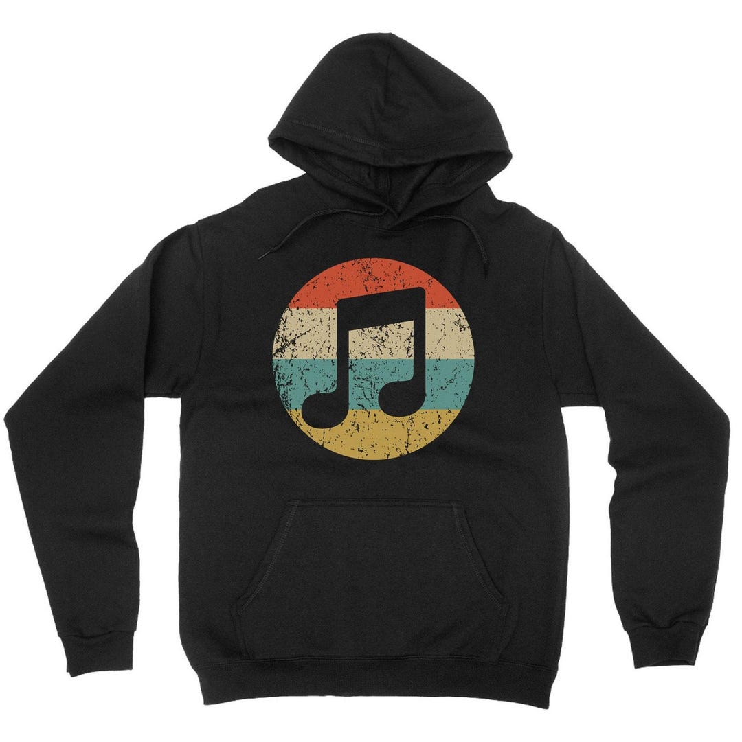 Musician Hoodie - Retro Musical Notes Icon Hooded Sweatshirt - Music ...