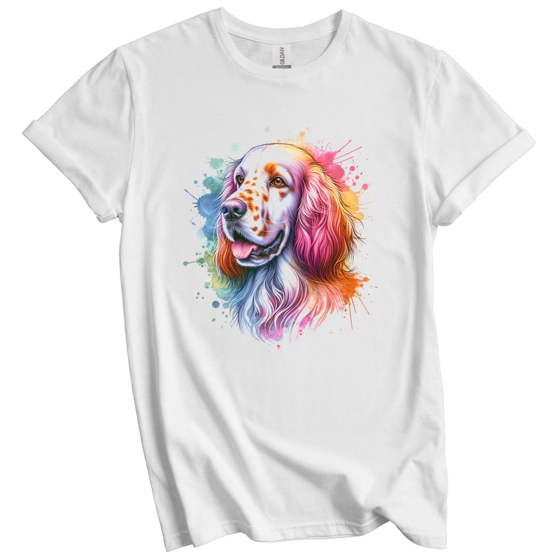 English Setter Shirt English Setter Rainbow Watercolor Portrait Dog ...