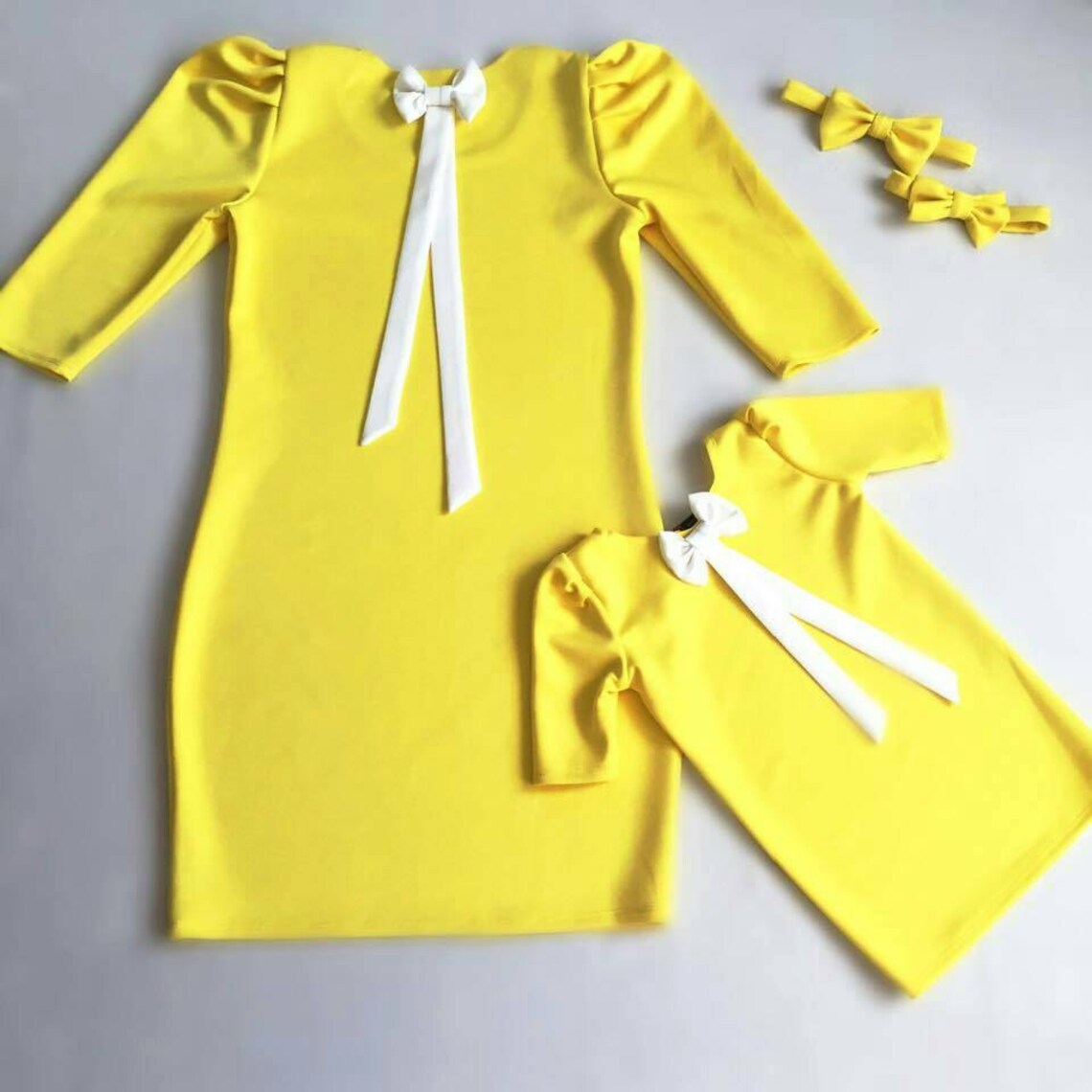 Yellow Mommy and Me Jersey Outfits - Mother Daughter Matching Knee ...