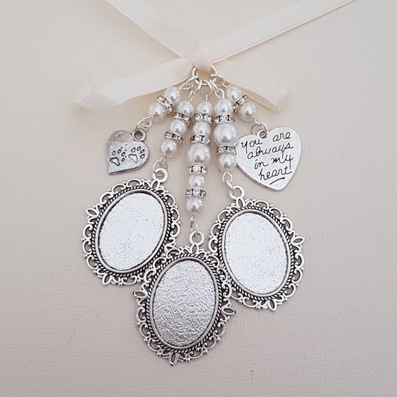 Wedding Bouquet Charm Photo Frame Triple Oval Silver Locket | Etsy