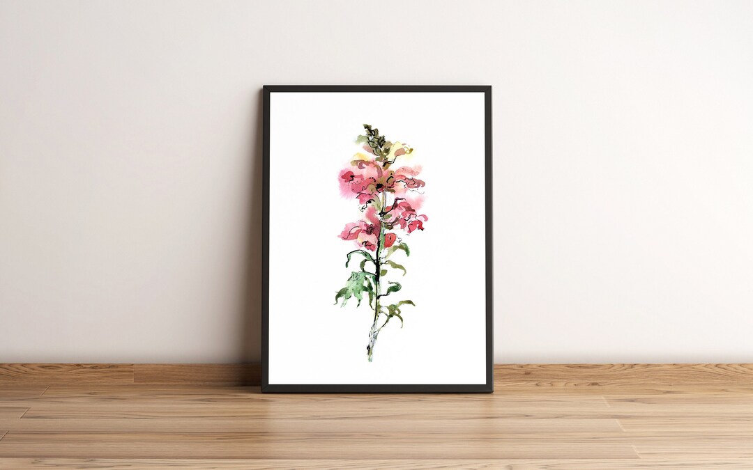 Snapdragon Print - Pink Flowers Watercolor Painting - Floral Artwork ...