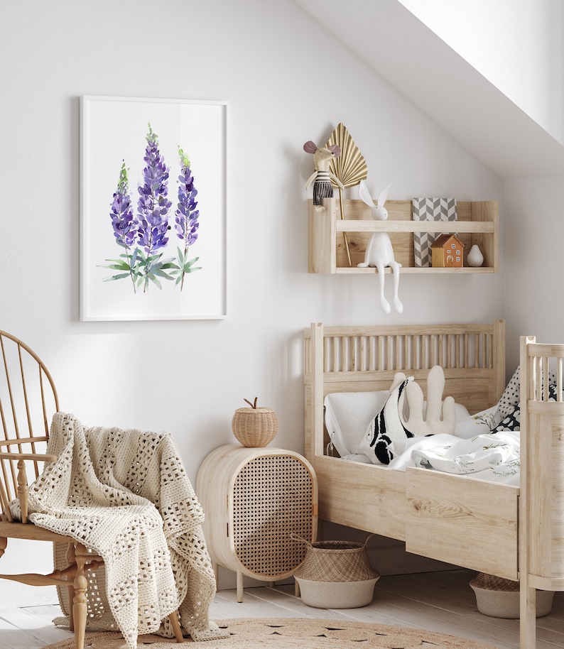 Lupine Watercolor Painting - Botanical Wall Art - Wildflower Art Print ...