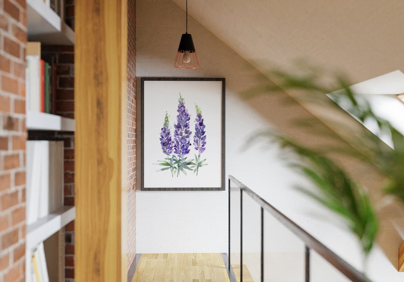Lupine Watercolor Painting - Botanical Wall Art - Wildflower Art Print ...