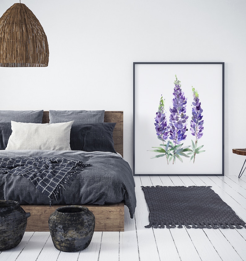 Lupine Watercolor Painting - Botanical Wall Art - Wildflower Art Print ...