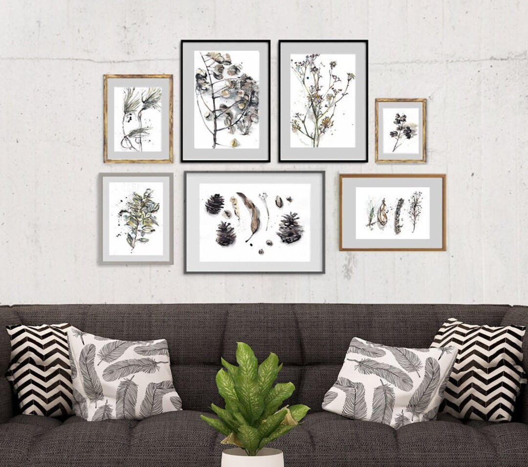 Tree Branch Print Set, Gallery Wall Set of Plant Prints, Acorn Print ...