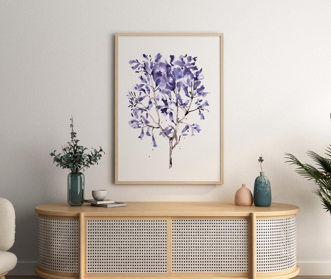 Jacaranda Watercolor Painting Print Violet Wall Art Floral Home Decor ...