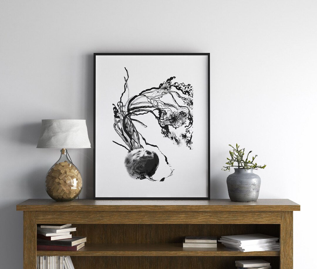 Vegetable Black and White Artwork, Beetroot Art Print, Food ...