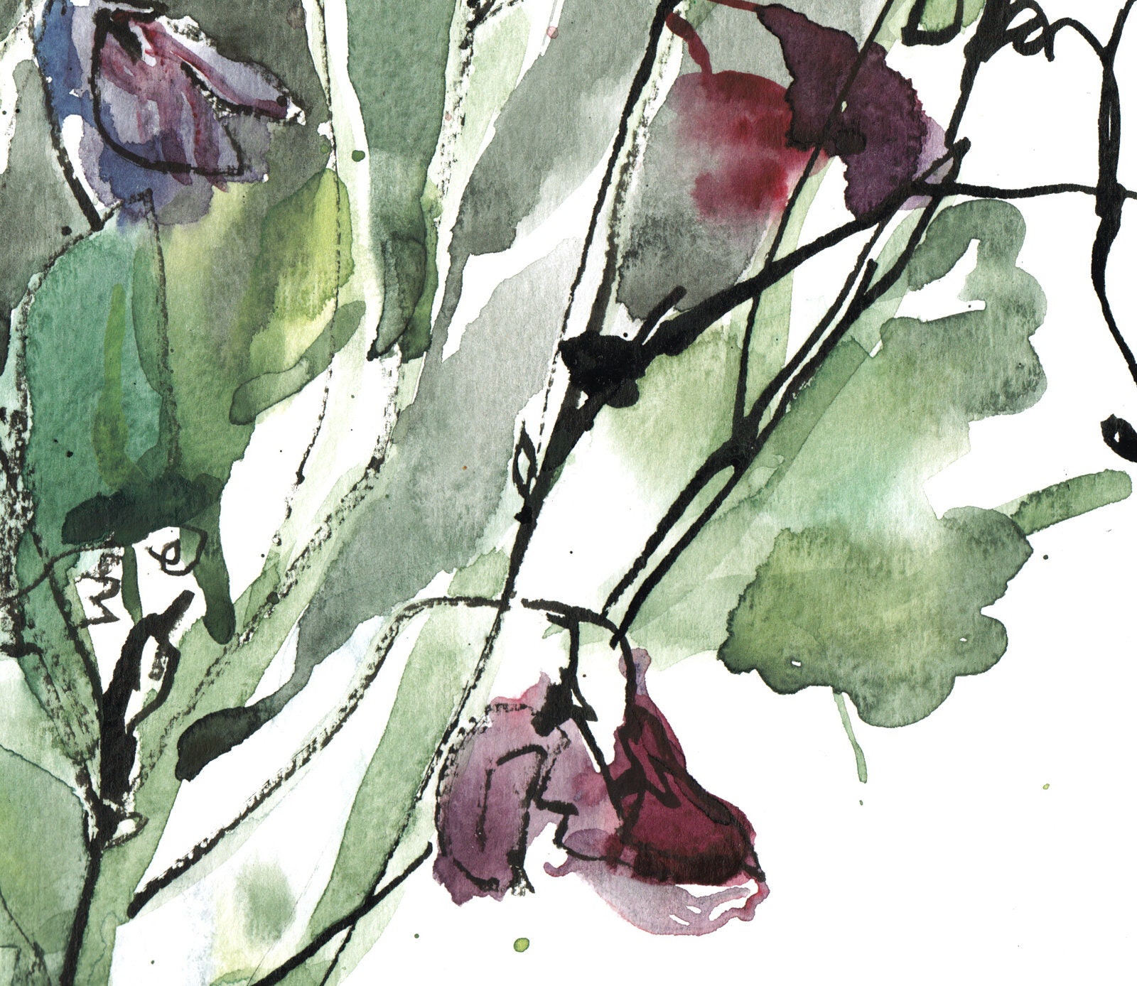 Sweet Pea Print Watercolor Painting Sweet Pea Poster Floral | Etsy