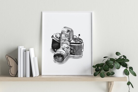 Vintage Photography Cameras Drawing