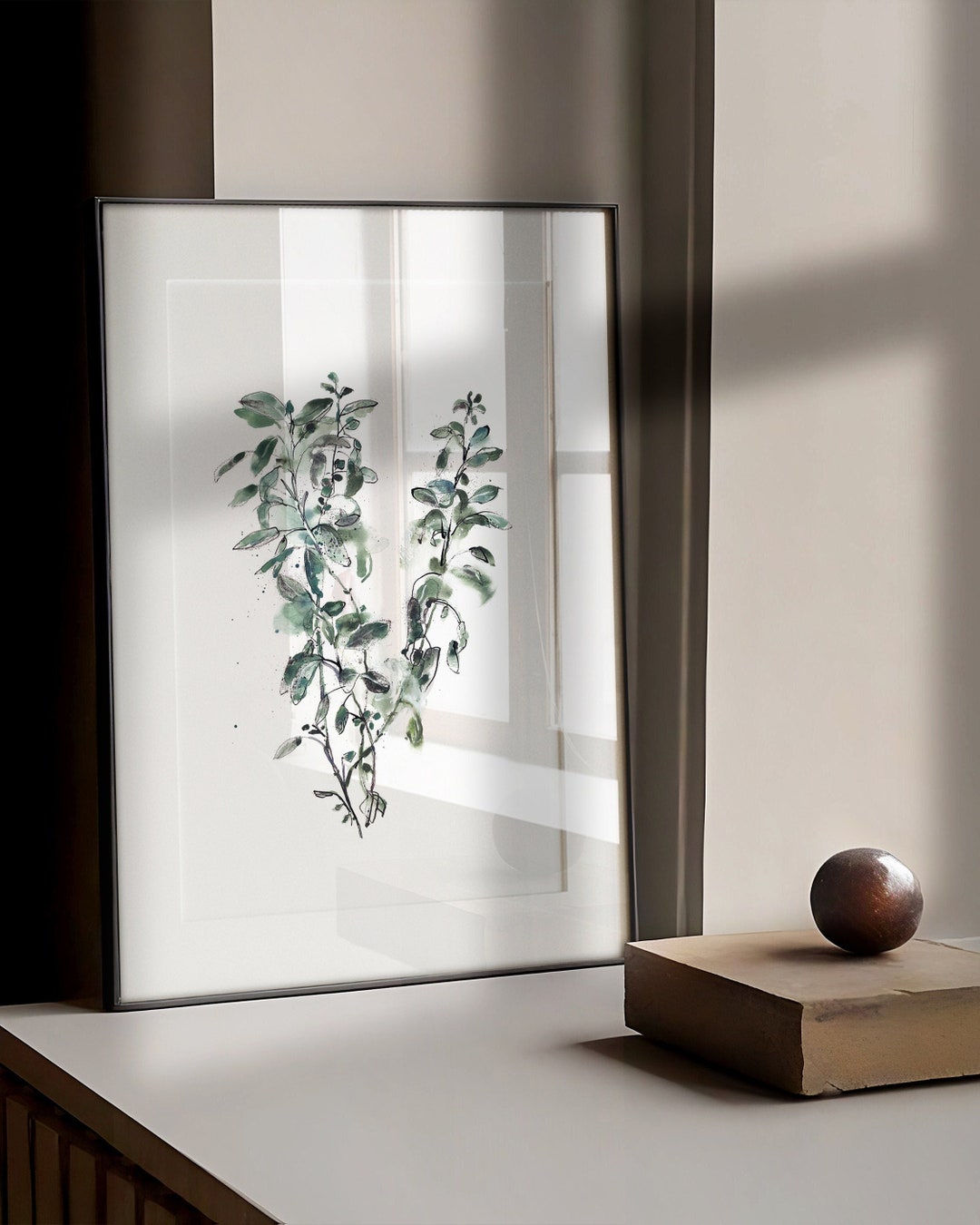 Sage Plant Poster, Botanical Watercolor Painting Herb Print, Sage Green ...