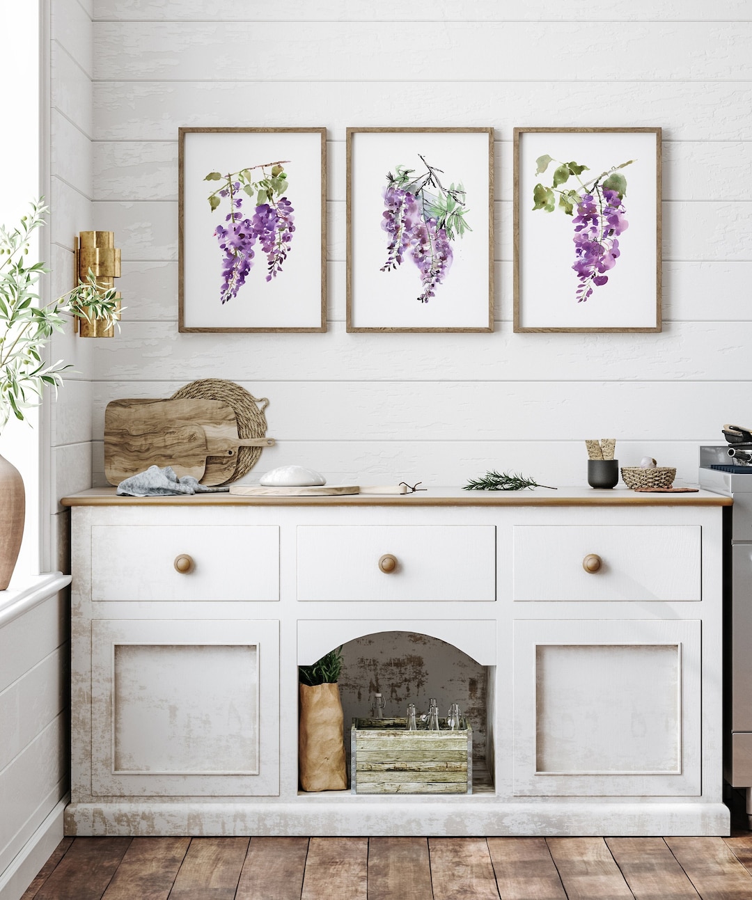 Wisteria Print Blossom Tree Art Set, Wisteria Wall Art Watercolor ...
