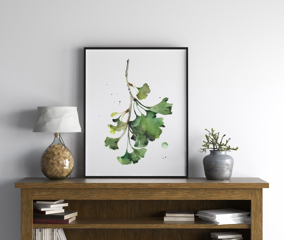 Ginkgo Wall Art: Green Leaf Print for Nature Lovers - Tree Branch ...