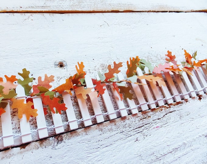 Doll House White Picket Fence: With Fall Leaves ~ 2 Inches Tall X 16 ...