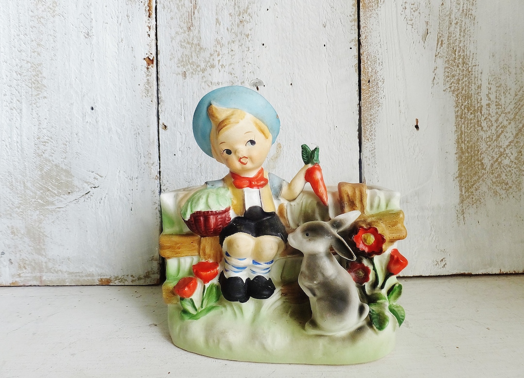 Garden Vintage Hummel Style Planter: Garden Decor Little Boy With ...