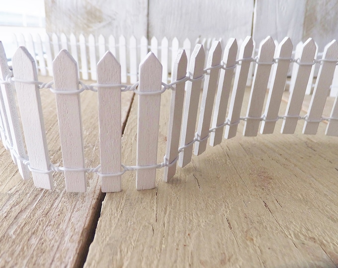 Miniature Fairy Garden Fence: White Picket ~tier Tray Mixed Media ~ 2 ...