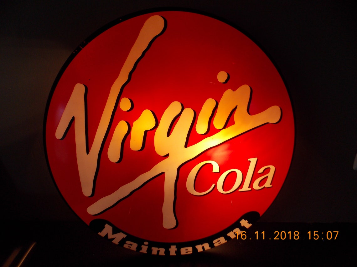 Vintage Virgin Cola Light up Advertizing Sign Coke Button / - Etsy