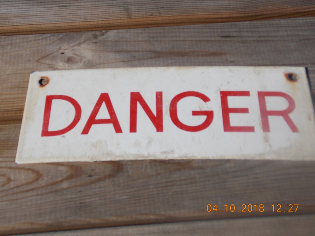 Enamel Danger Sign French Enamelled White and Red Metal Danger Sign. - Etsy