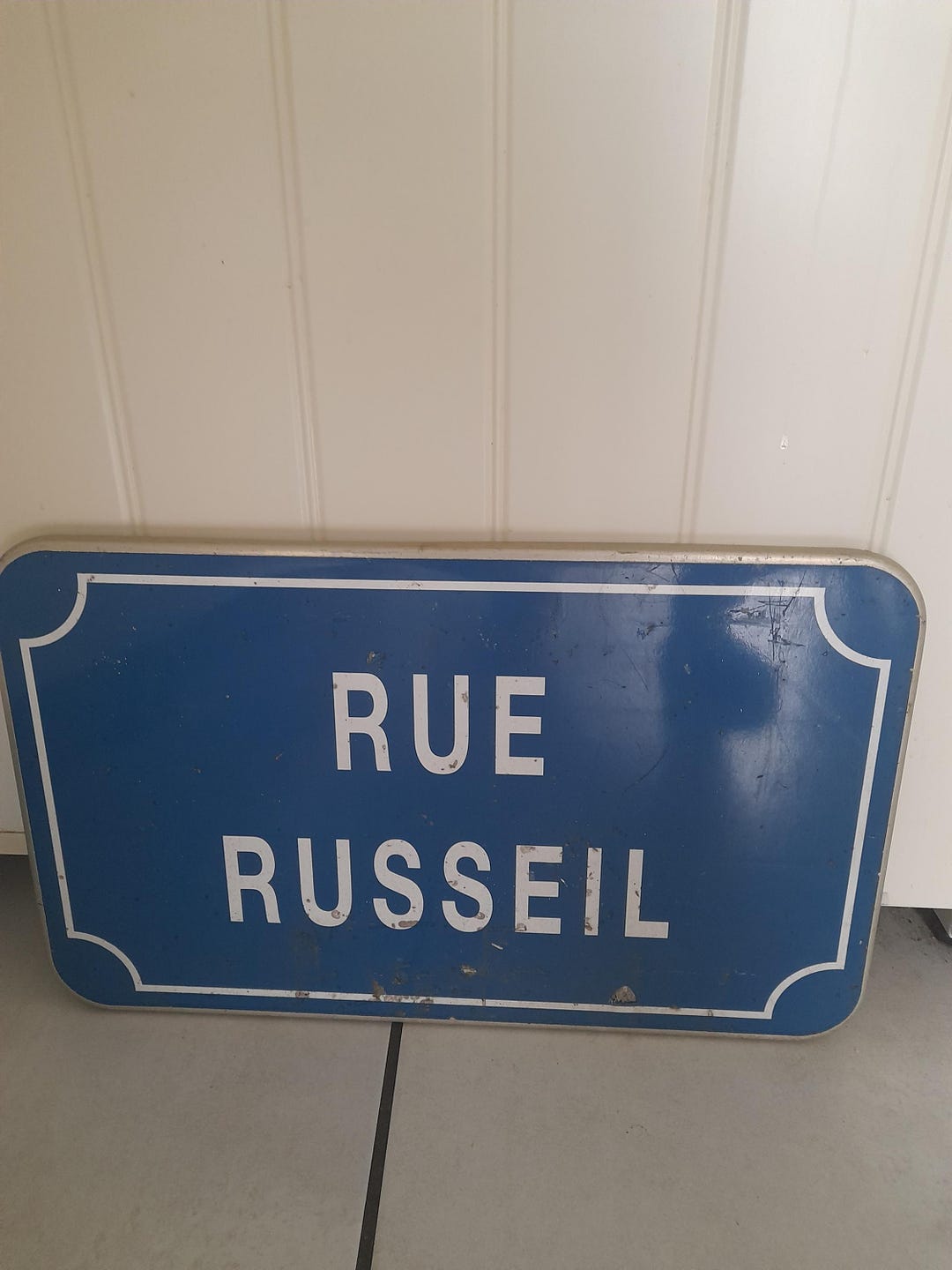 Vintage French Aluminium Blue and White Street Sign , Rue Russeil. - Etsy